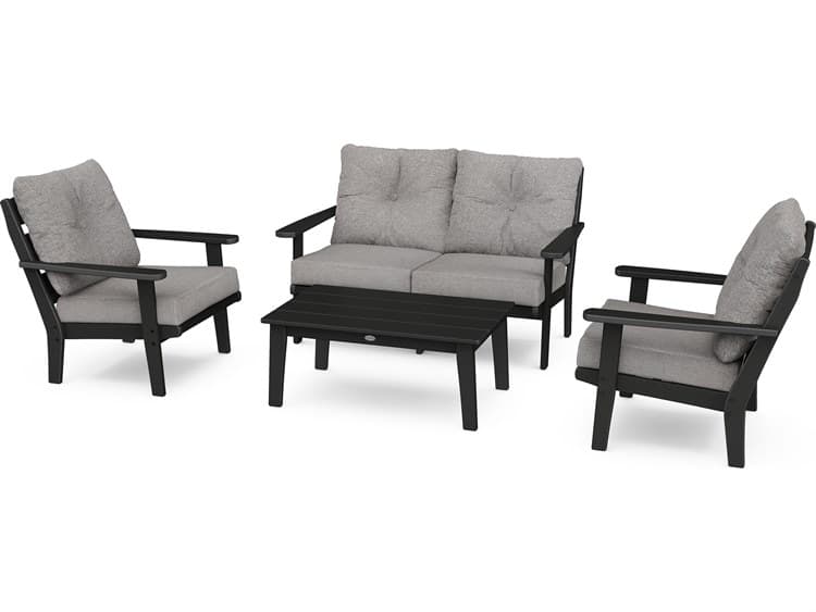 POLYWOOD® Lakeside Recycled Plastic Deep Seating 4 Piece Lounge Set ...