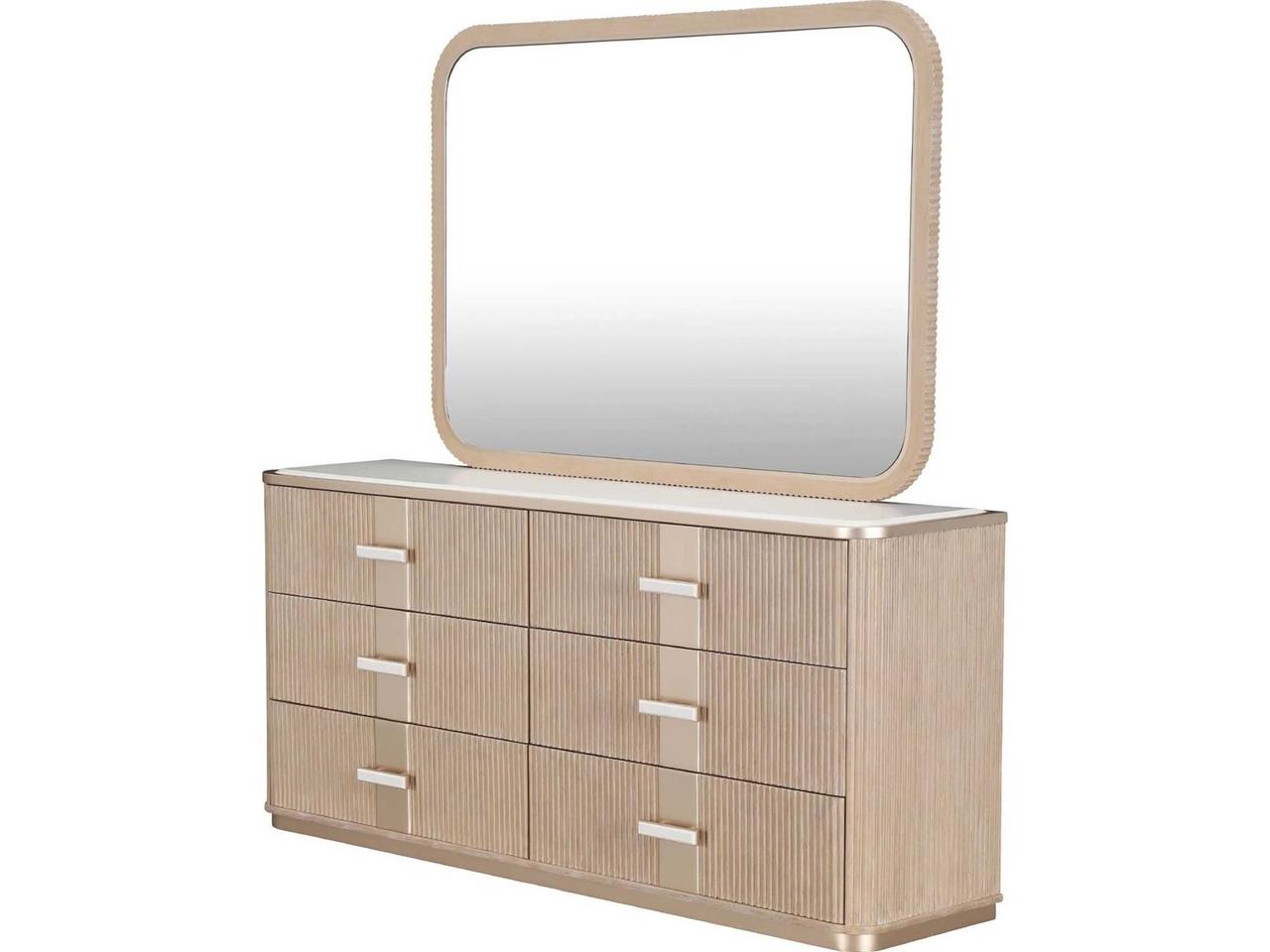 Luxecor Gilded 6-Drawers Beige Rubberwood Double Dresser | GLD-33778 ...