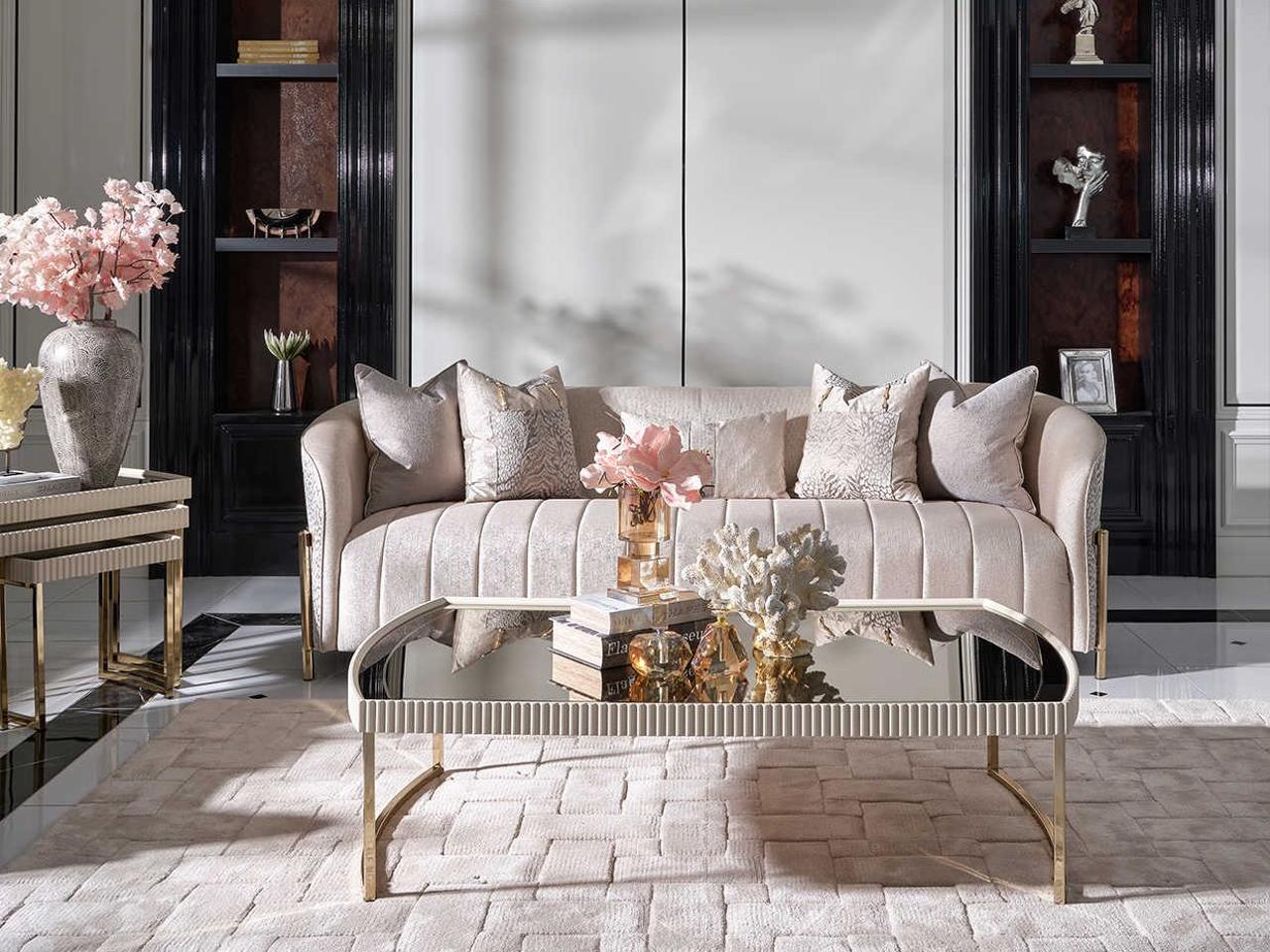 Michael Amini Lisbon Rectangle Coffee Table — Mirrored Glass Silken ...