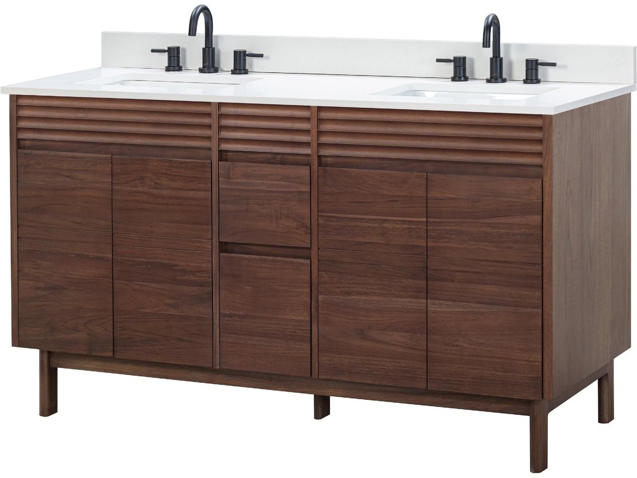 Avanity Carina 61 in. Double Sink Bathroom Vanity in Coffee Teak with ...