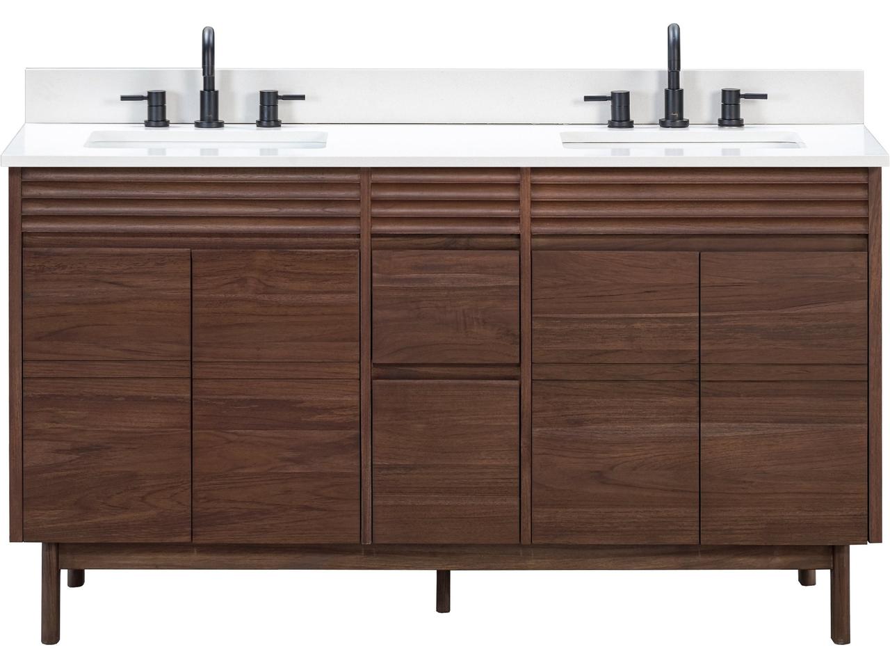 Avanity Carina 61 in. Double Sink Bathroom Vanity in Coffee Teak with ...