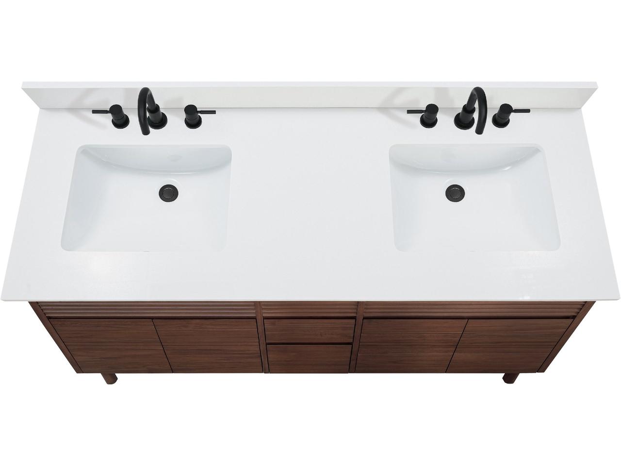 Avanity Carina 61 in. Double Sink Bathroom Vanity in Coffee Teak with ...