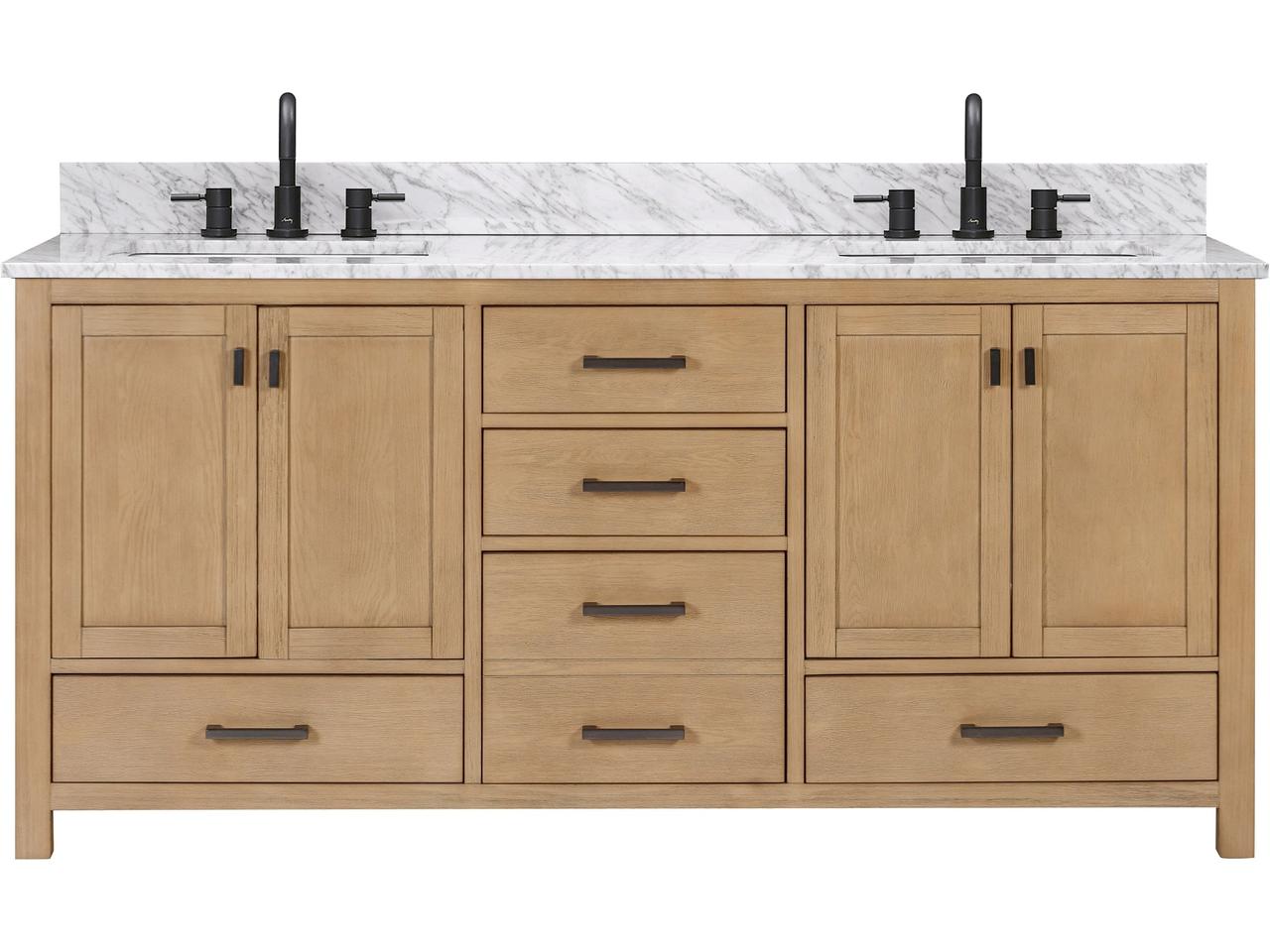 Avanity Modero 73 in. Double Sink Bathroom Vanity in Brushed Oak with ...