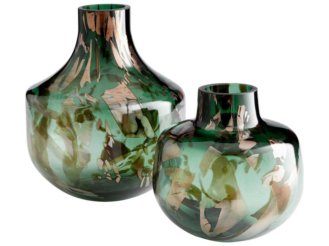 Cyan Design Maisha Green and Gold Glass Vase — 13 Inch Decorative ...