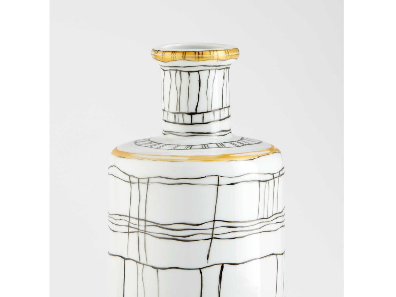 Cyan Design Lindus Ceramic Vase — White Gold Calligraphic Design ...
