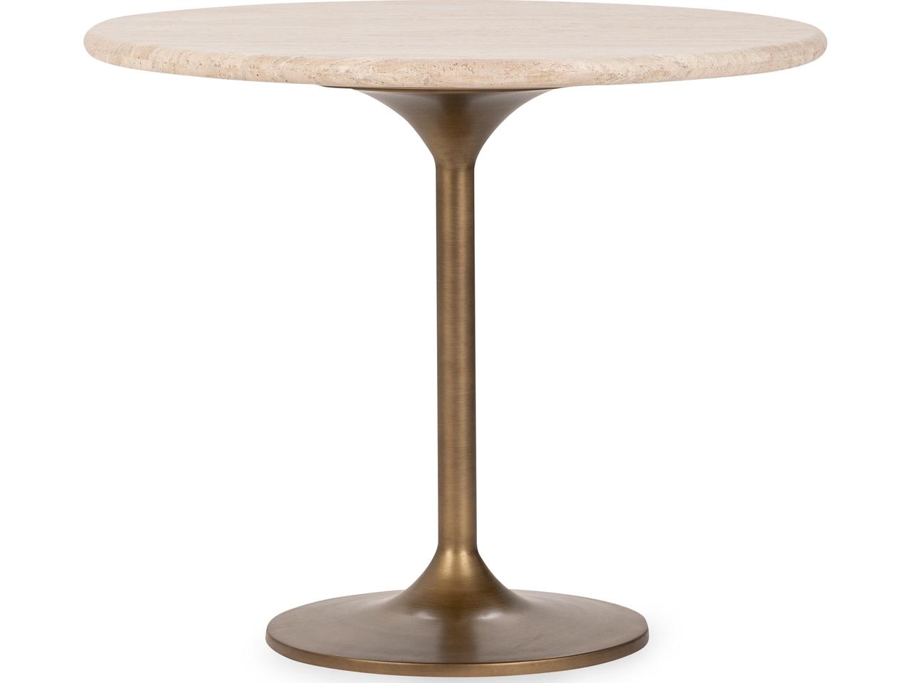 Classic Home Malani Round Dining Table — Travertine and Iron Modern ...