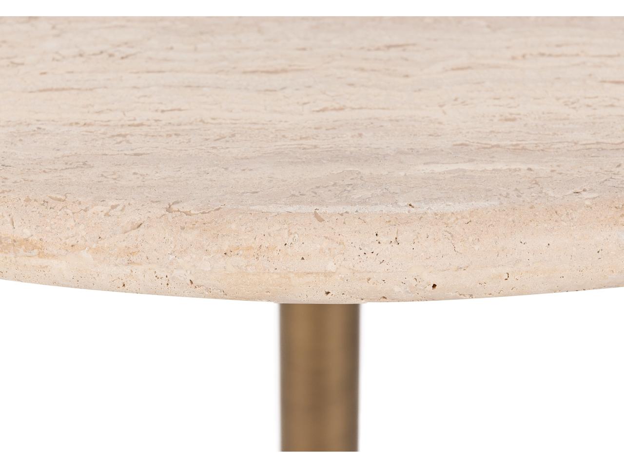 Classic Home Malani Round Dining Table — Travertine and Iron Modern ...