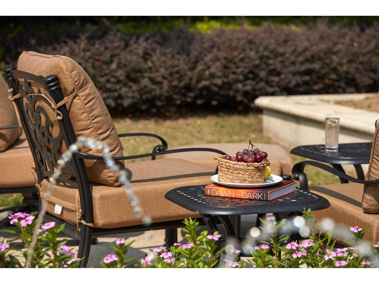 Darlee Santa Barbara Cast Aluminum Antique Bronze 7 Piece Lounge Set ...