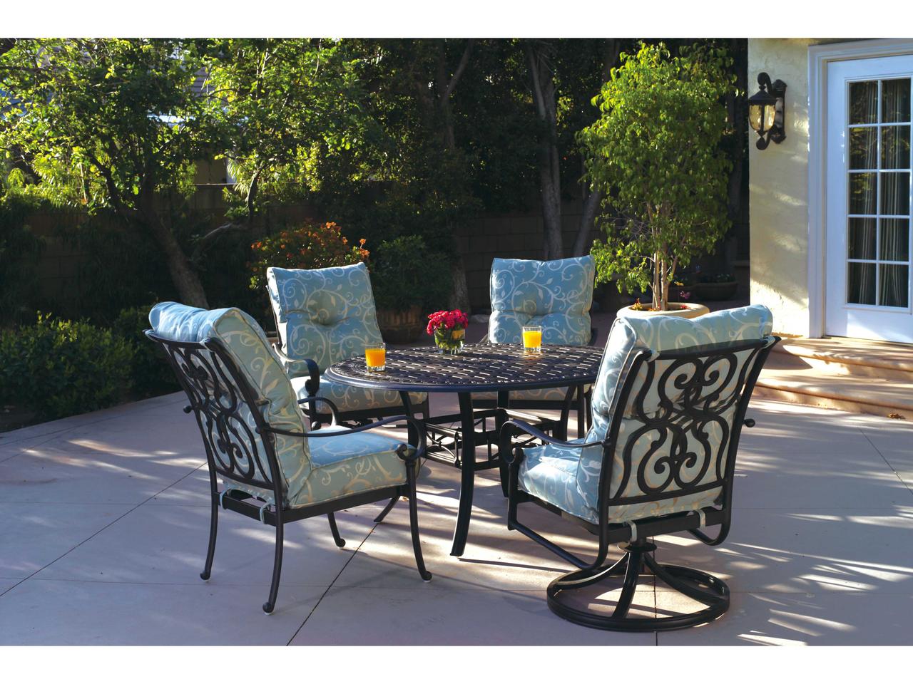 Darlee Series 88 54-Inch Round Cast Aluminum Dining Table in Antique ...