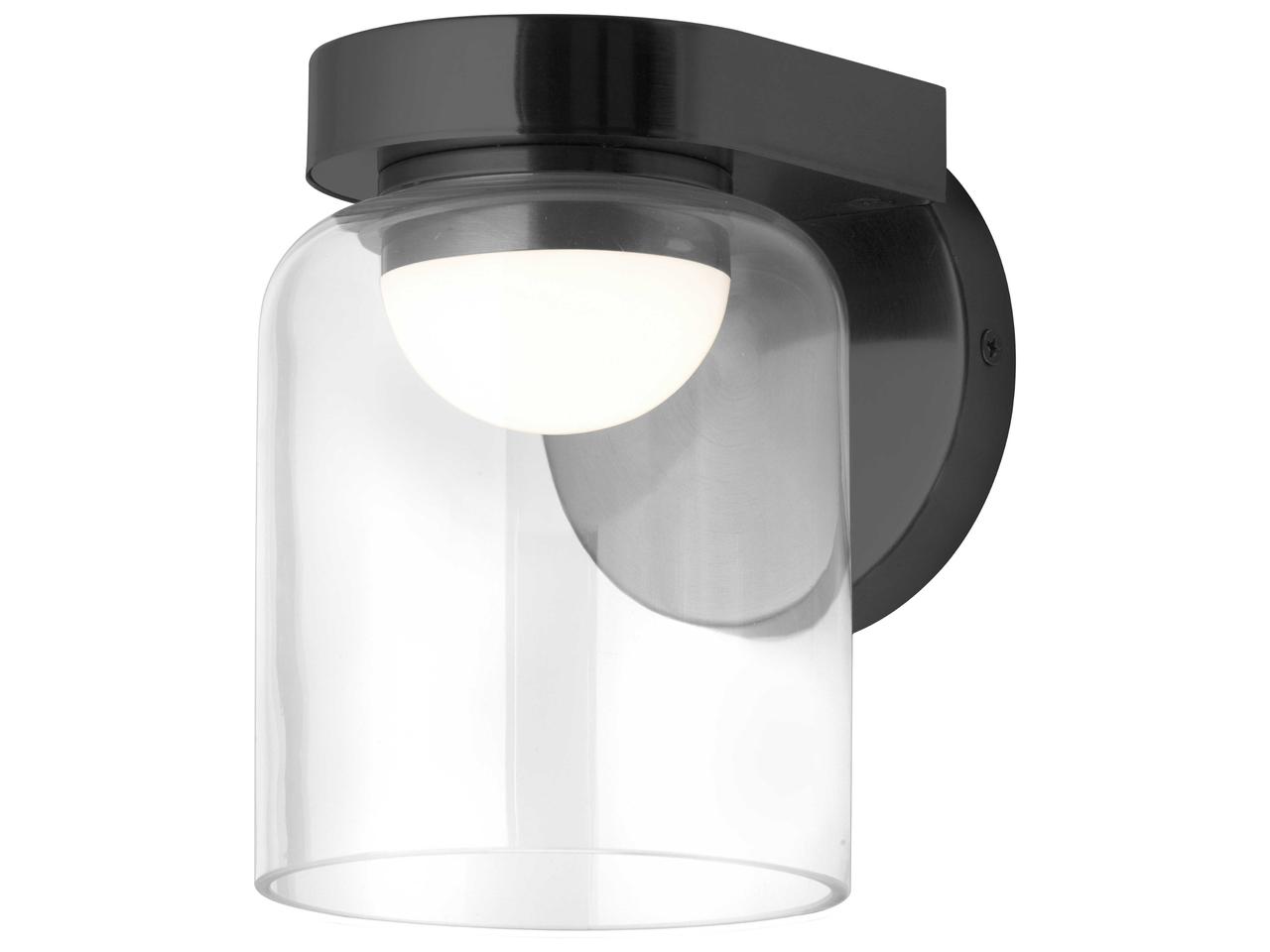 Dainolite Nadine 1-Light LED Wall Sconce — Matte Black with Clear Glass ...