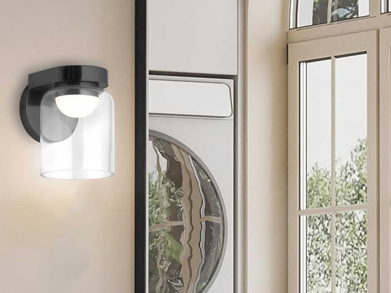 Dainolite Nadine 1-Light LED Wall Sconce — Matte Black with Clear Glass ...
