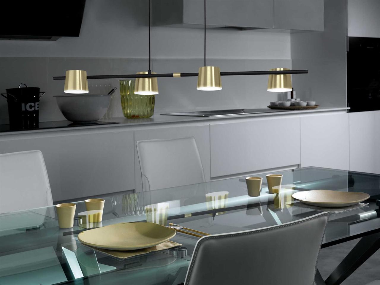 Eglo Altamira 4-Light Linear Pendant Light — Structured Black Brass ...