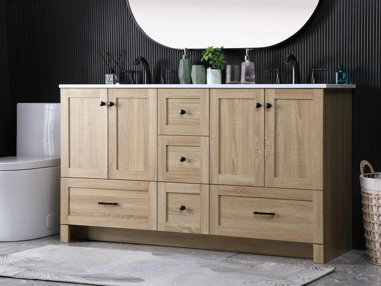 Elegant Lighting Soma 60-Inch Double Bathroom Vanity — Mango Wood ...
