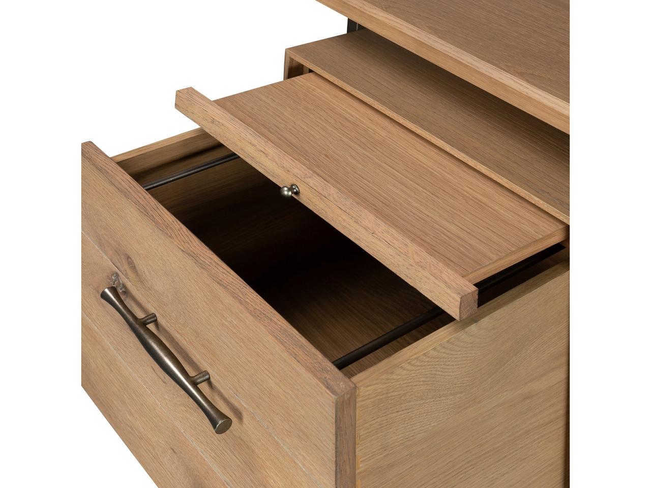 Four Hands Bina Lauren Executive Desk — Natural Resawn Oak with Steel ...