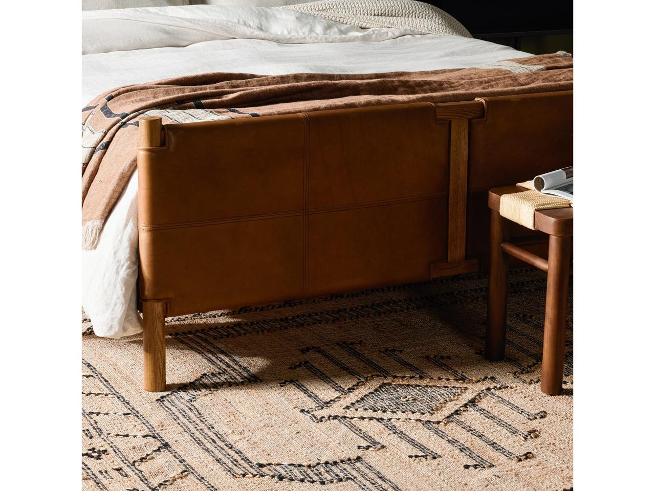 Four Hands Salado King Panel Bed — Heirloom Sienna Leather Natural Ash ...