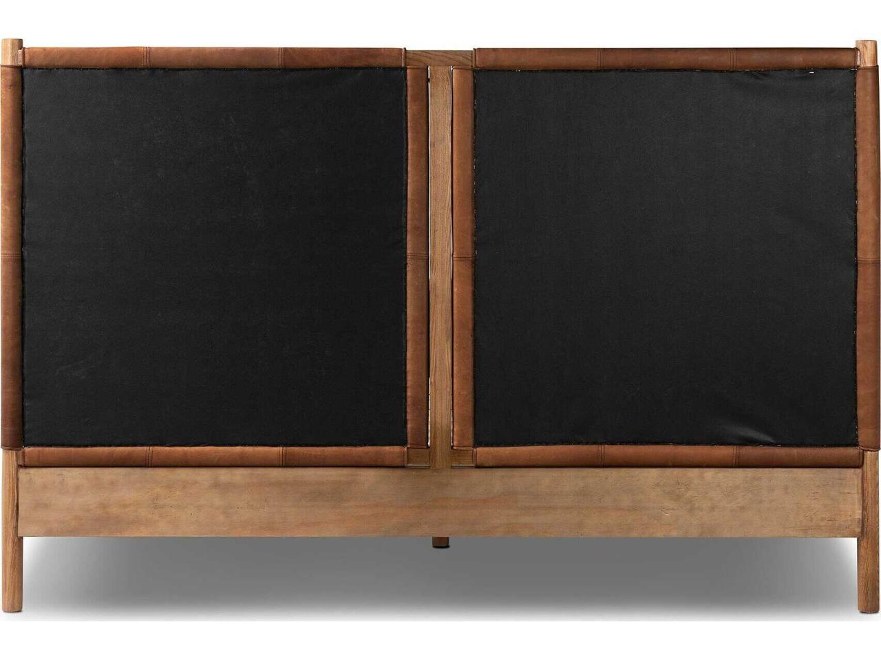 Four Hands Salado King Panel Bed — Heirloom Sienna Leather Natural Ash ...