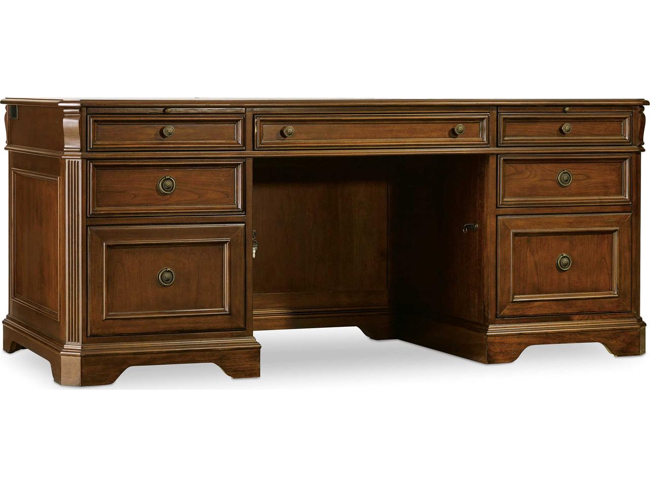 Hooker Furniture Brookhaven Executive Desk — Distressed Cherry Finish ...