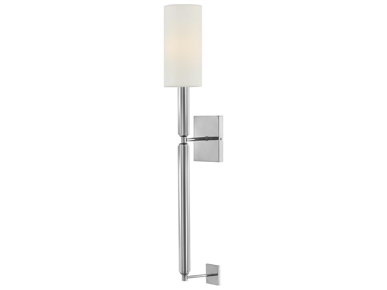 Hinkley Anika 1-Light Chrome Wall Sconce with White Linen Shade | LuxeDecor