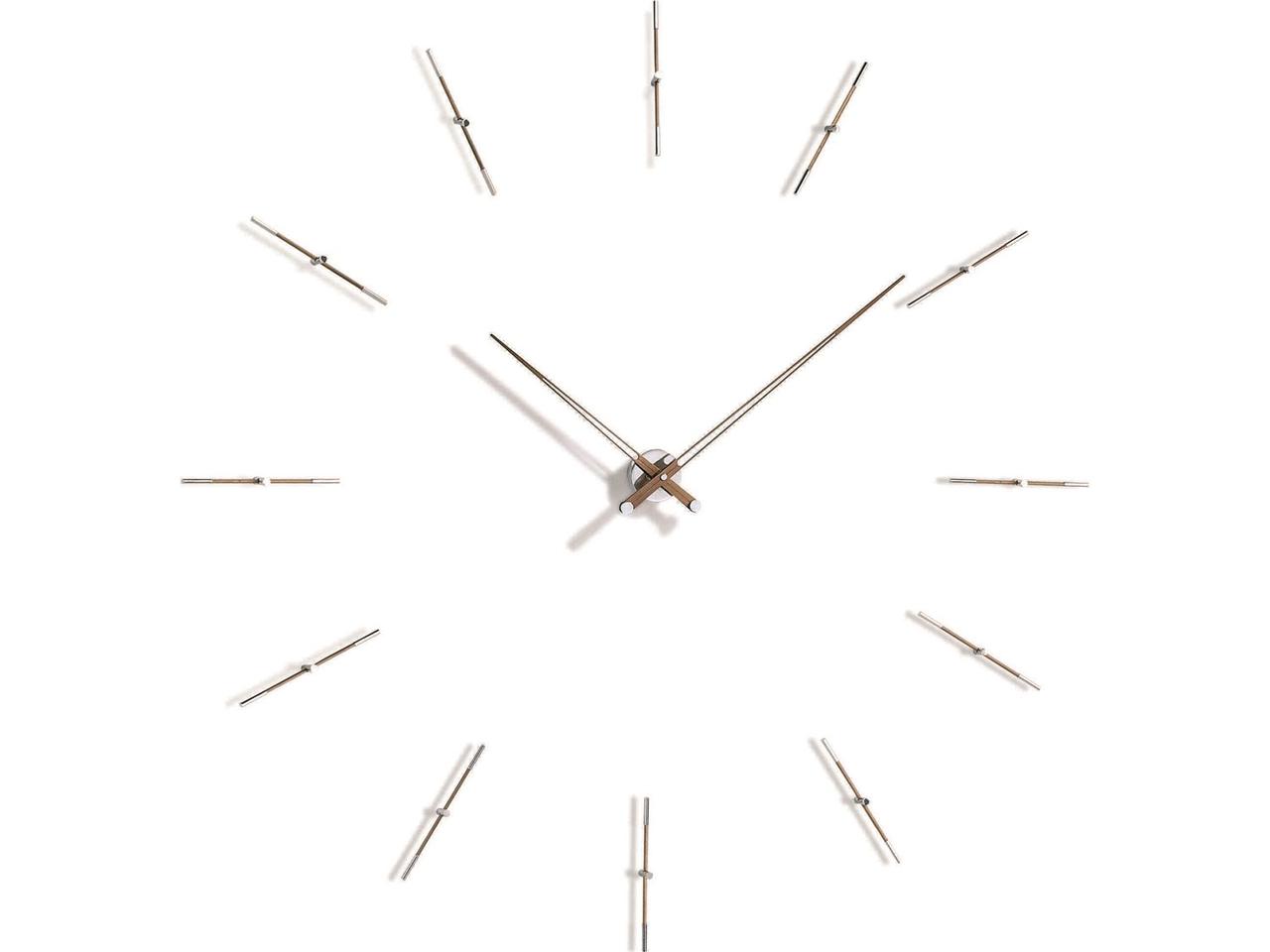 Nomon Merlin Wall Clock — Chrome Steel Walnut 12-Time Signals Silent ...