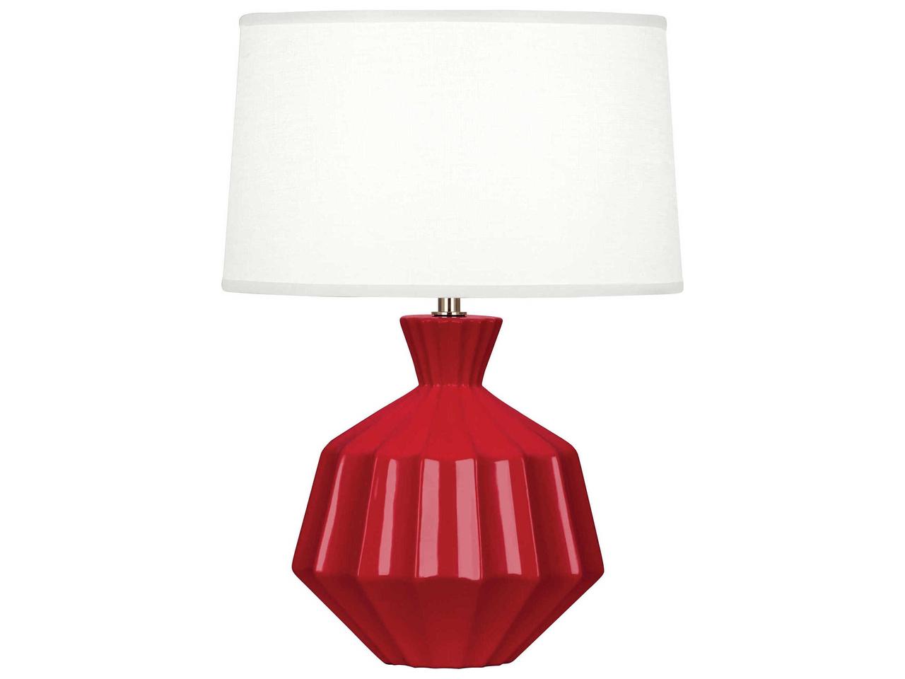Robert Abbey Orion Ruby Red Glazed Ceramic Table Lamp with Oyster Linen ...