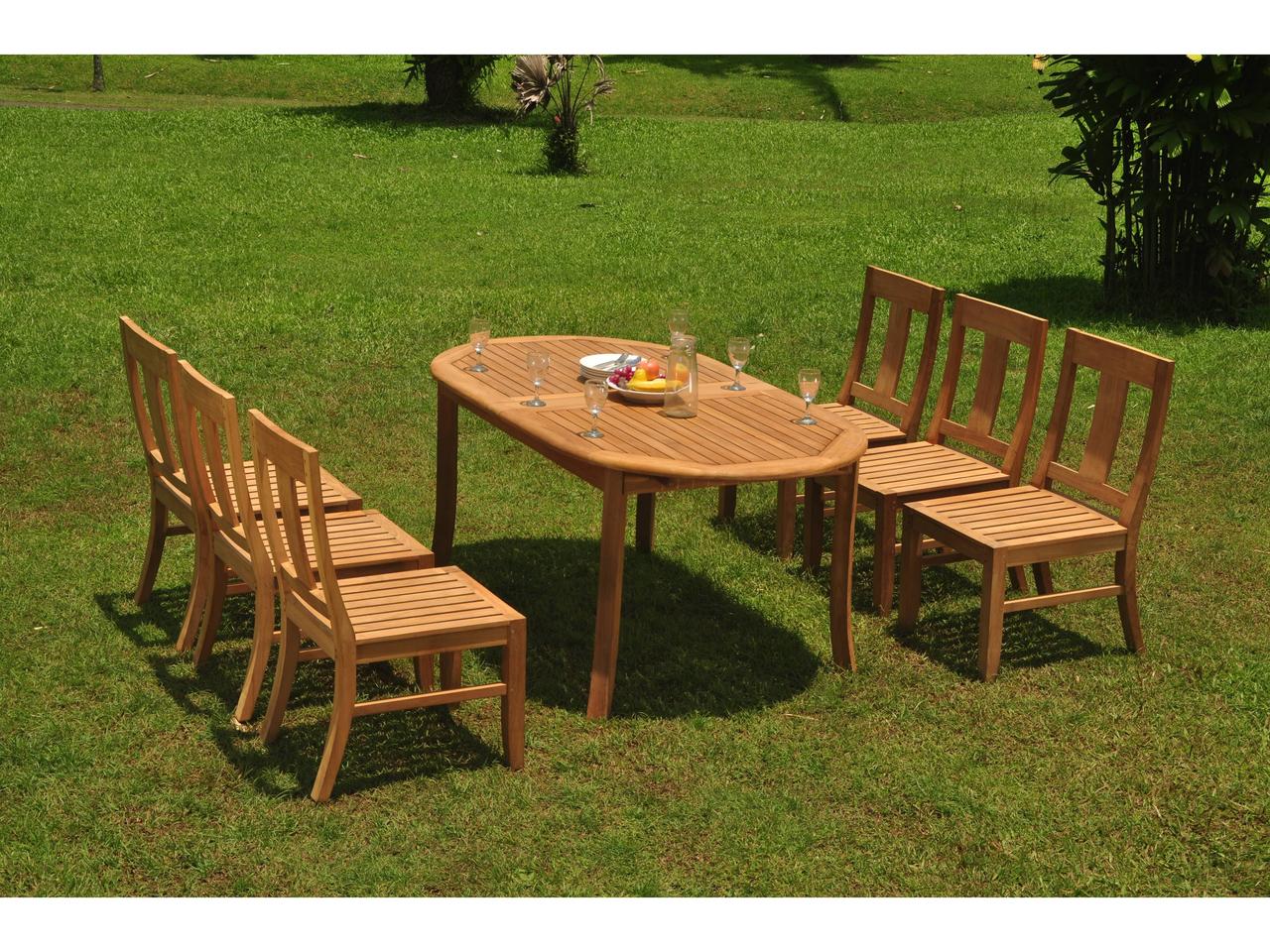 Teak Smith Osborne Dining Set | 94-OV-T-OSBORNE-AL-CS | LuxeDecor