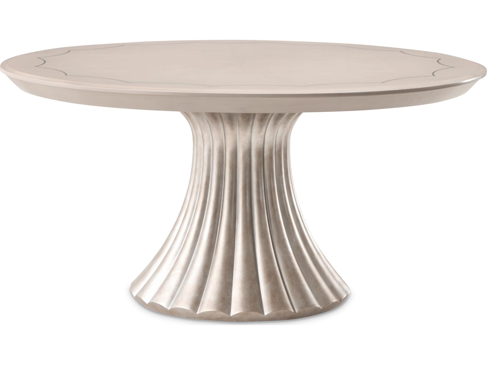 Luxecor Gilded Round Wood Silver Mist Dining Table | GLD-33709 | LuxeDecor