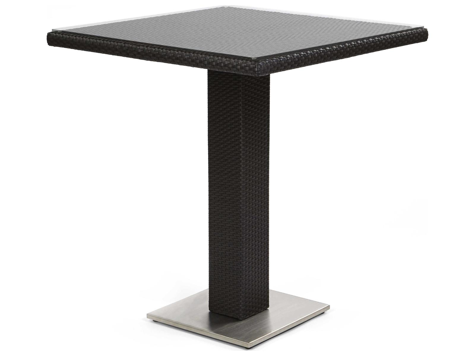 Caluco Dijon 32-Inch Square Outdoor Bar Table — Wicker Glass Top ...