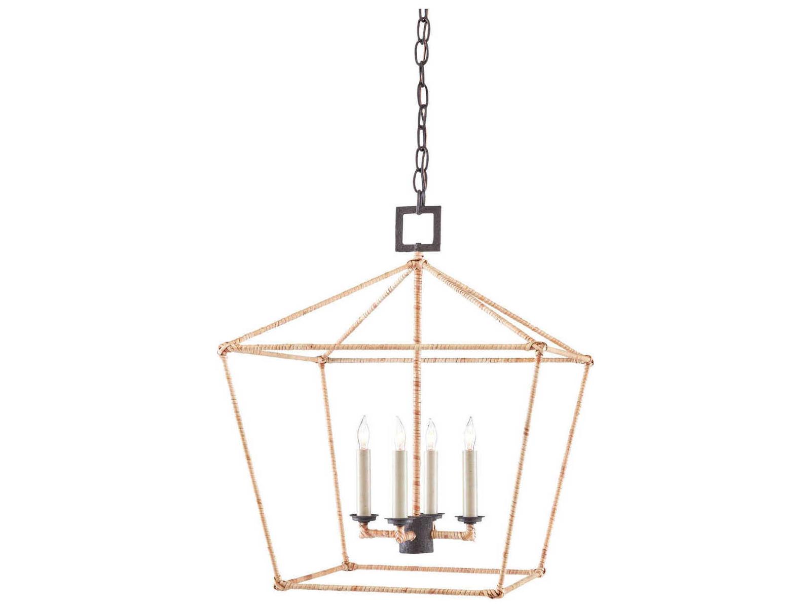 Currey and Company Denison 4-Light Rattan Lantern Pendant Light — Mole ...