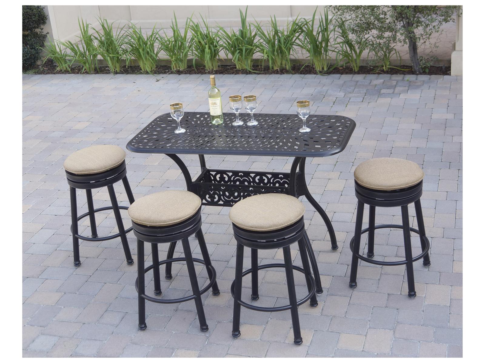 Darlee Outdoor Living Backless Cast Aluminum 5-Piece Round Counter ...