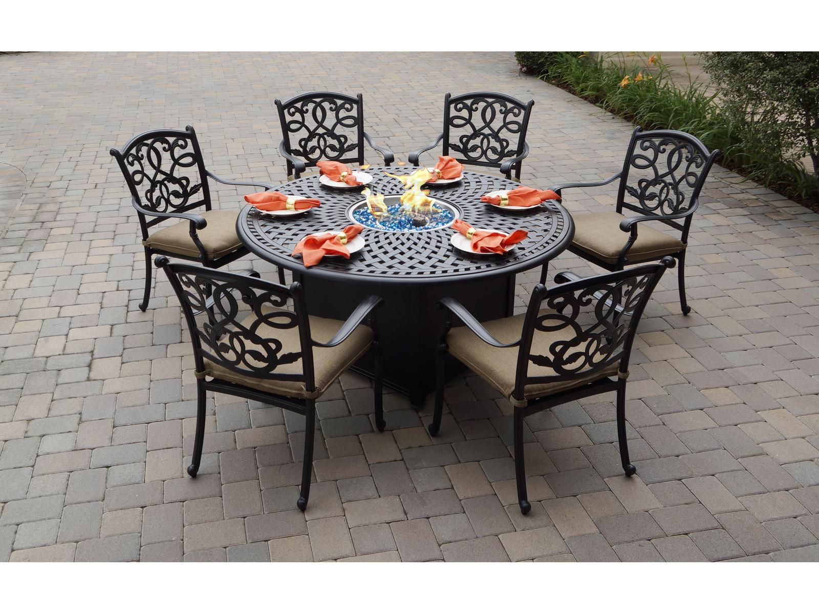 Darlee Outdoor Living Santa Monica Cast Aluminum 7-Piece Propane Fire ...