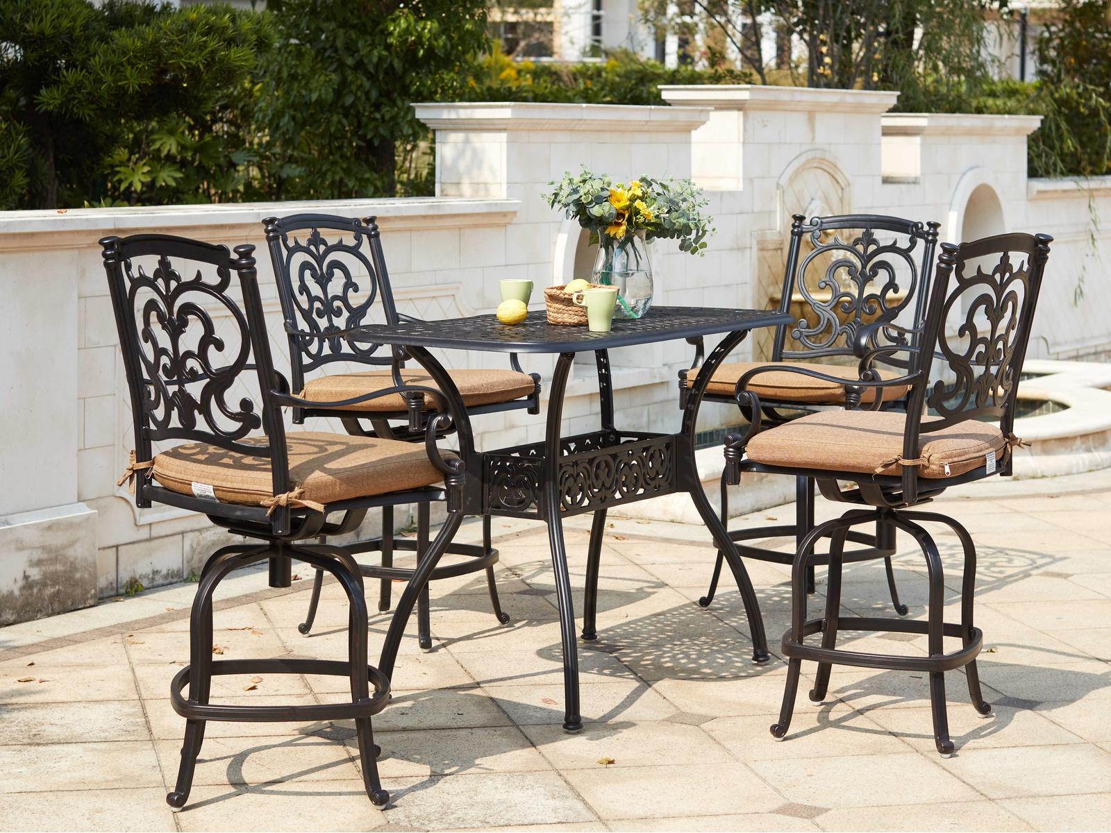 Darlee Santa Barbara Cast Aluminum 5 Piece Counter Set in Antique ...
