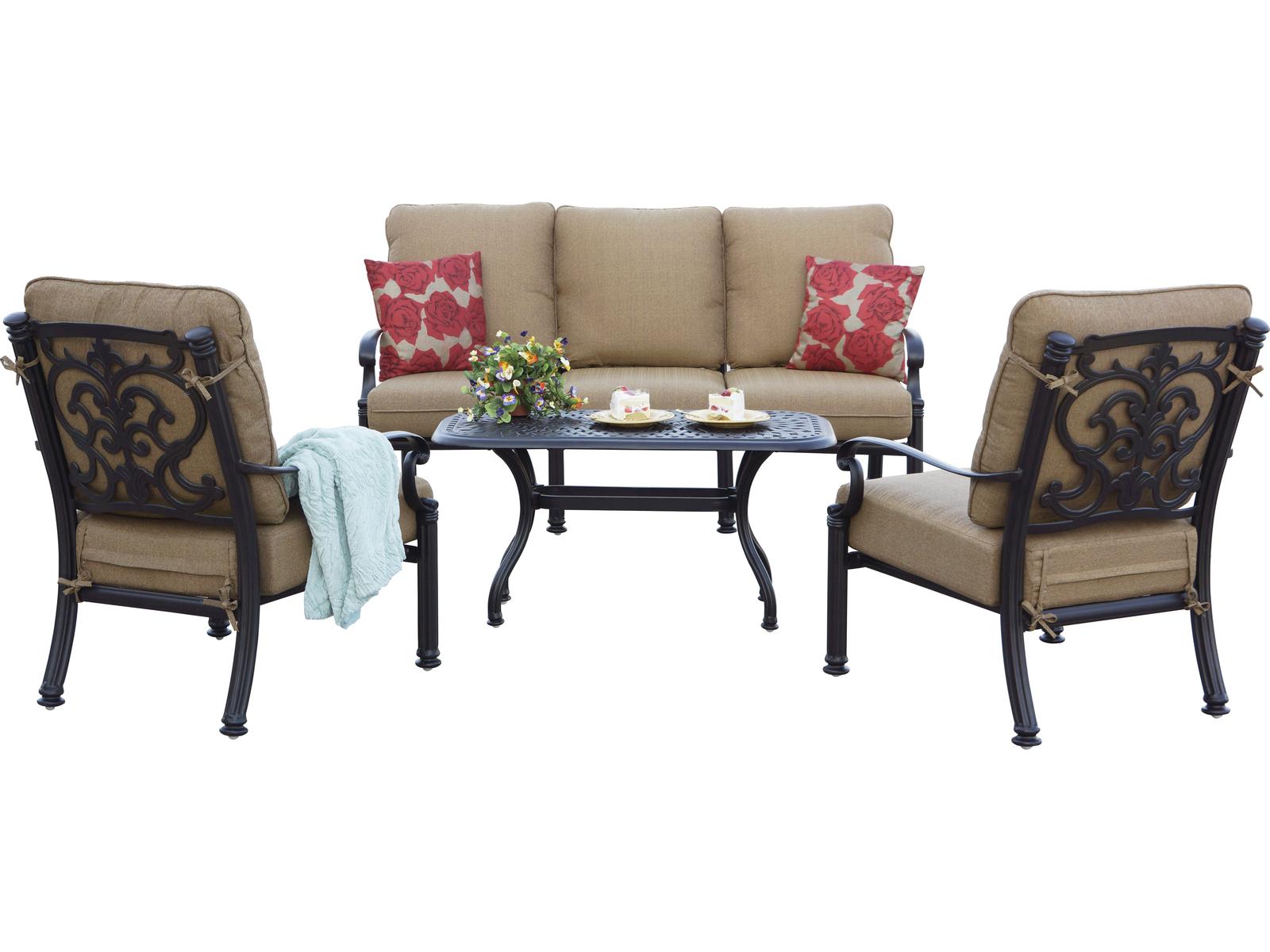 Darlee Santa Barbara Cast Aluminum 4 Piece Lounge Set in Antique Bronze ...