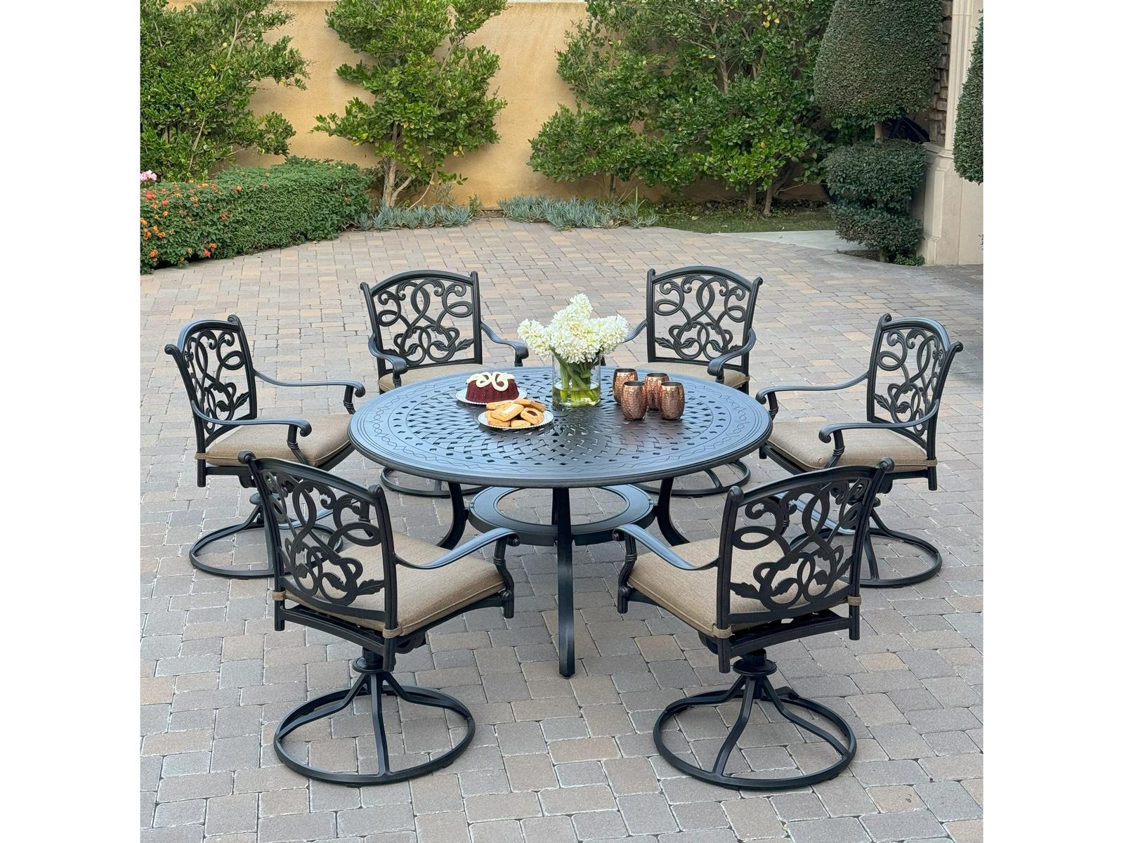 Darlee Outdoor Living Santa Monica Cast Aluminum 7-Piece Dining Set | N ...