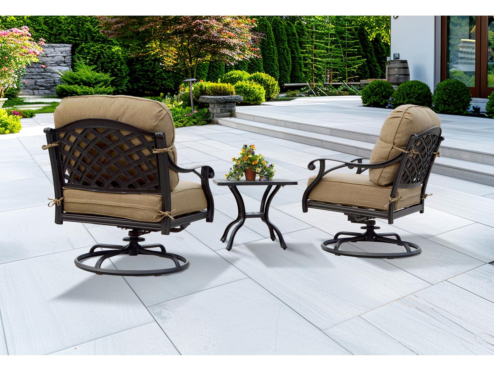 Darlee Outdoor Living Nassau 3-Piece Cast Aluminum Lounge Set — Antique ...