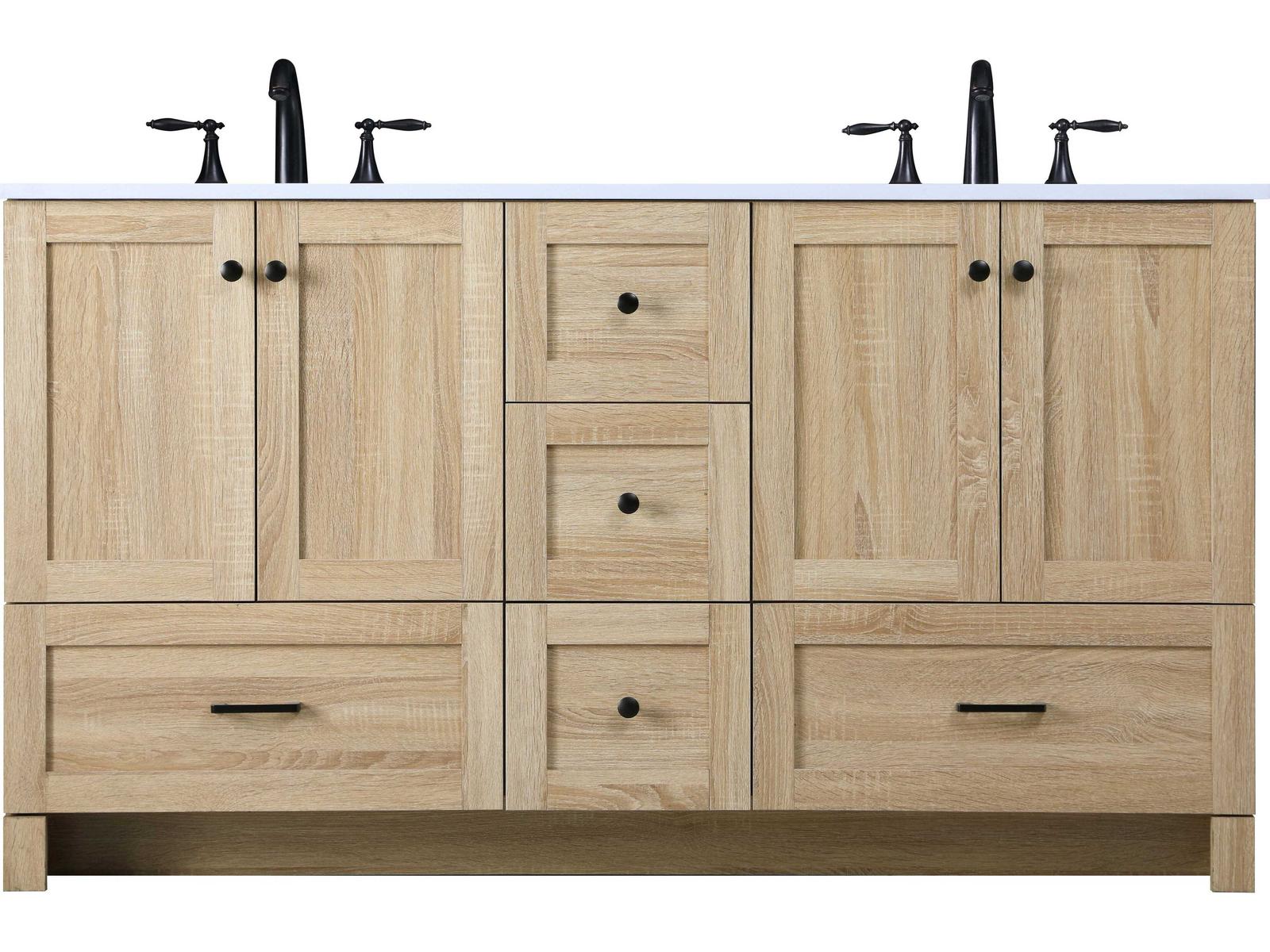 Elegant Lighting Soma 60-Inch Double Bathroom Vanity — Mango Wood ...