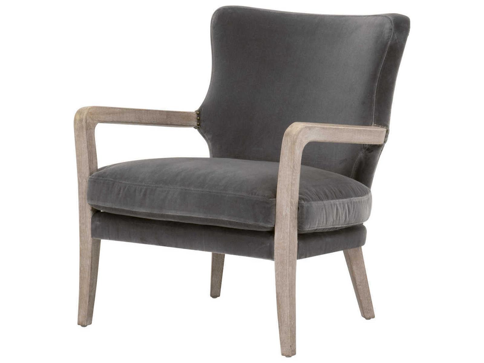 Essentials for Living Calvin Dark Dove Velvet Accent Chair — Natural ...