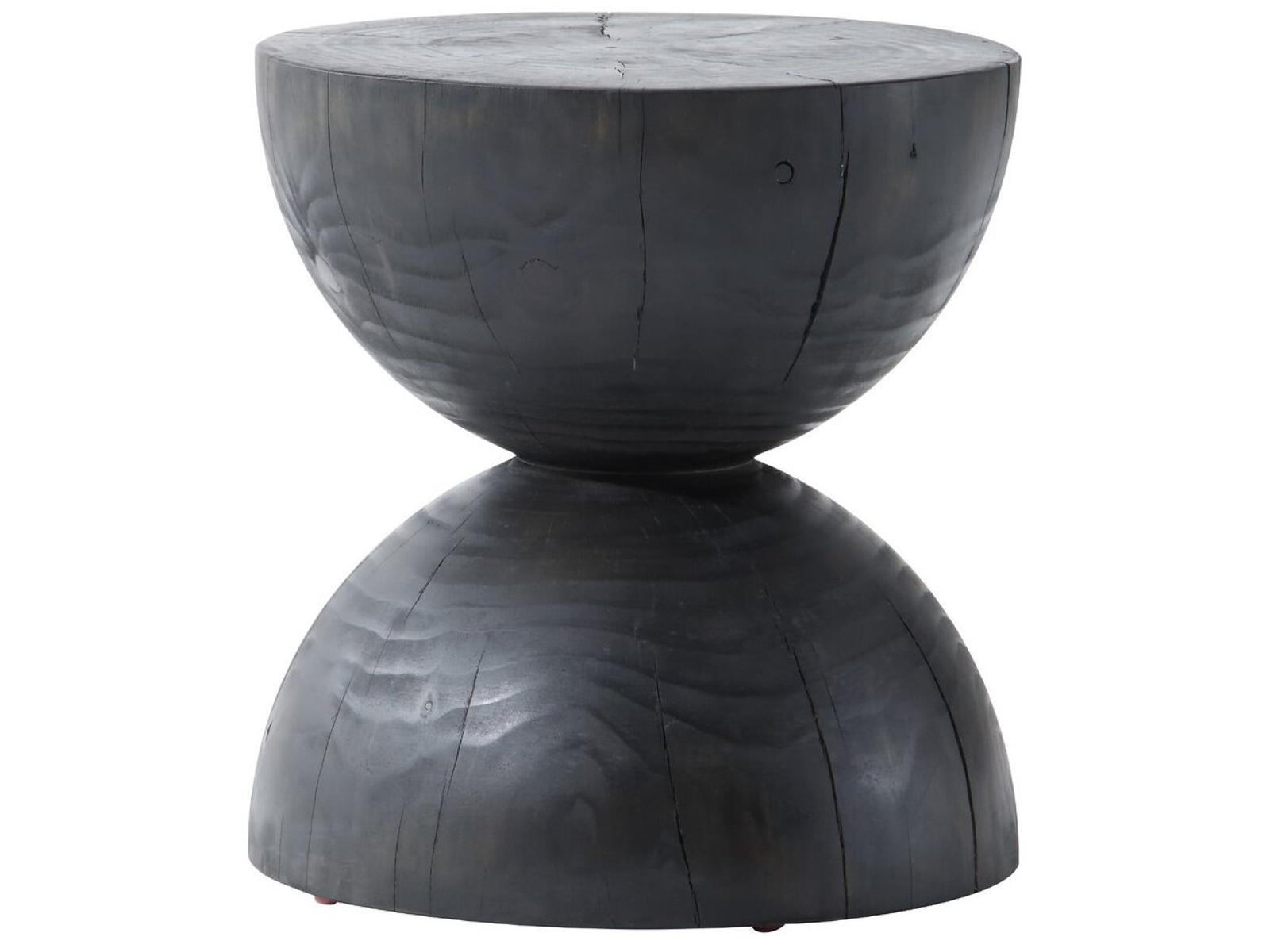 Four Hands Bishop Aliza Round Wood Black Pine End Table | 100093-002 ...