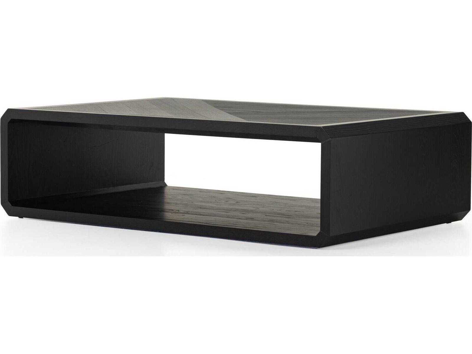 Four Hands Caspian Rectangle Coffee Table — Black Ash Finish Minimalist ...