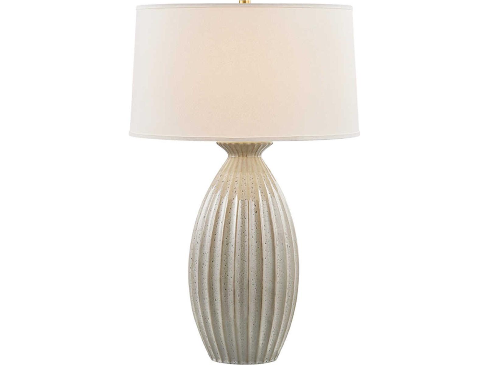 Hudson Valley Box Elder Aged Brass Ceramic Taupe Velvet Buffet Lamp ...