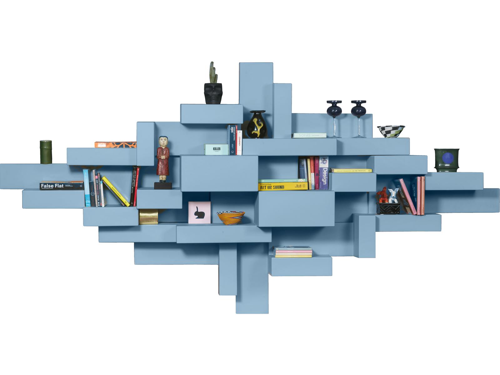 Qeeboo Primitive Modular Wall Bookshelf — Blue Avio Polyethylene Design ...