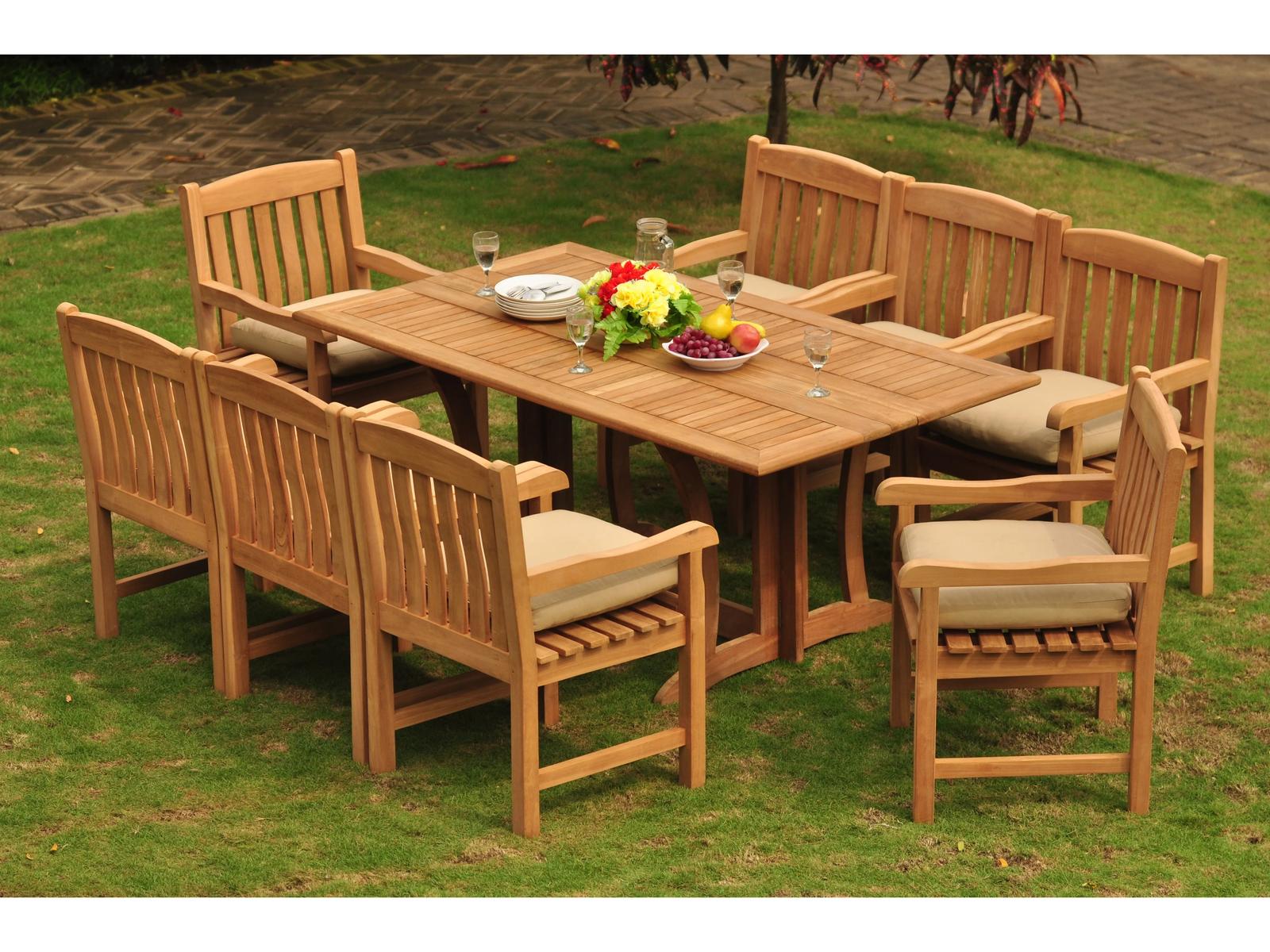 Teak Smith 9 Pieces Warwick 69 Rectangular Dining Set ...