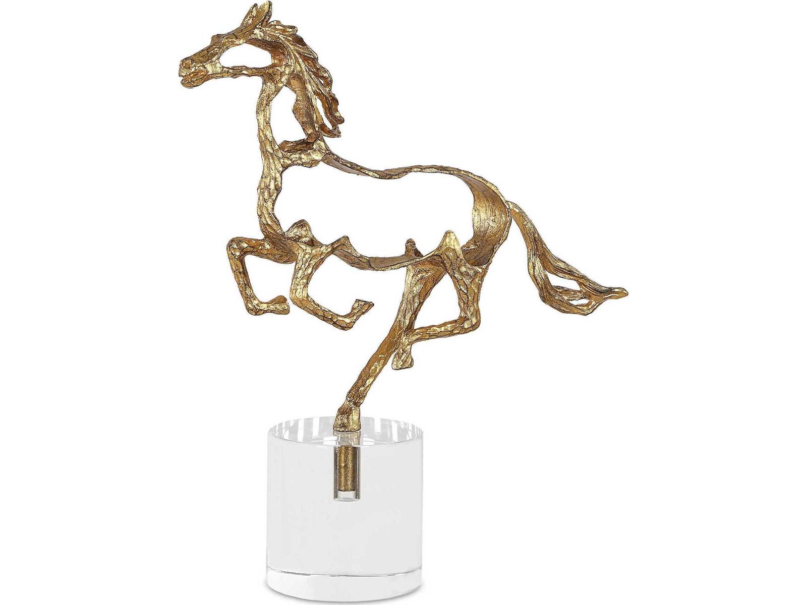 Uttermost Gallop Horse Sculpture — Metallic Gold and Crystal Decorative ...