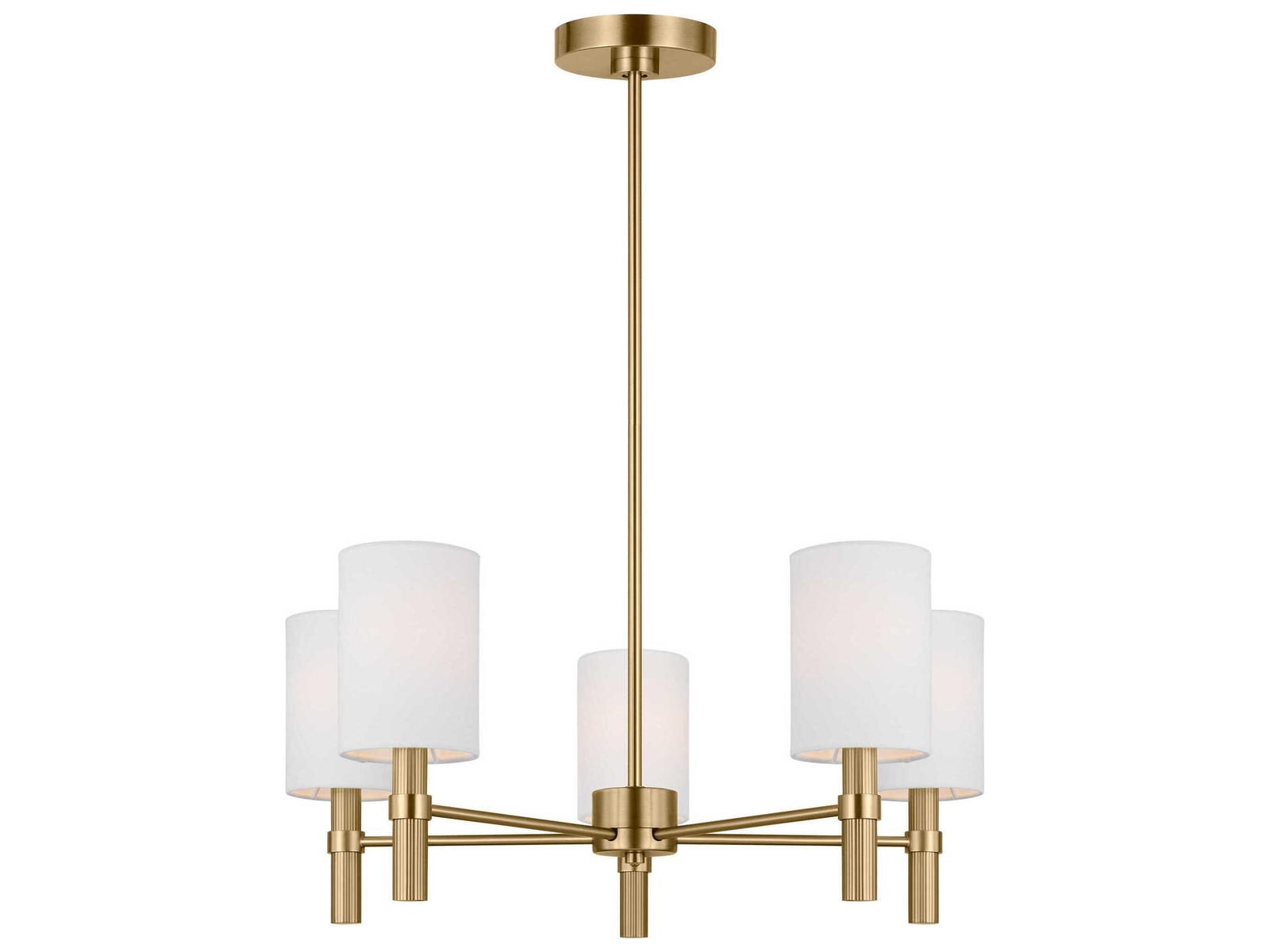 Visual Comfort Studio Manor 5-Light Chandelier — Satin Brass with White ...