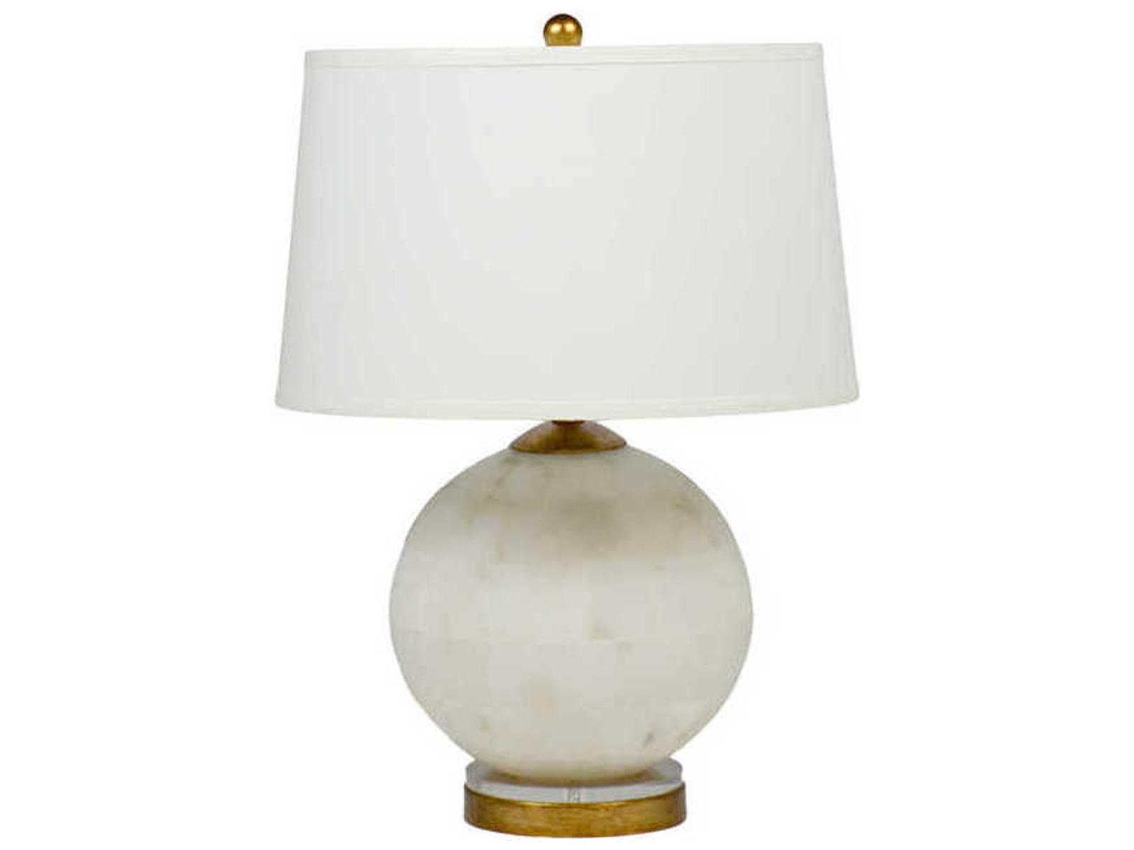 Gabby Valencia Tiled Alabaster Table Lamp — Gilded Gold Finish White ...