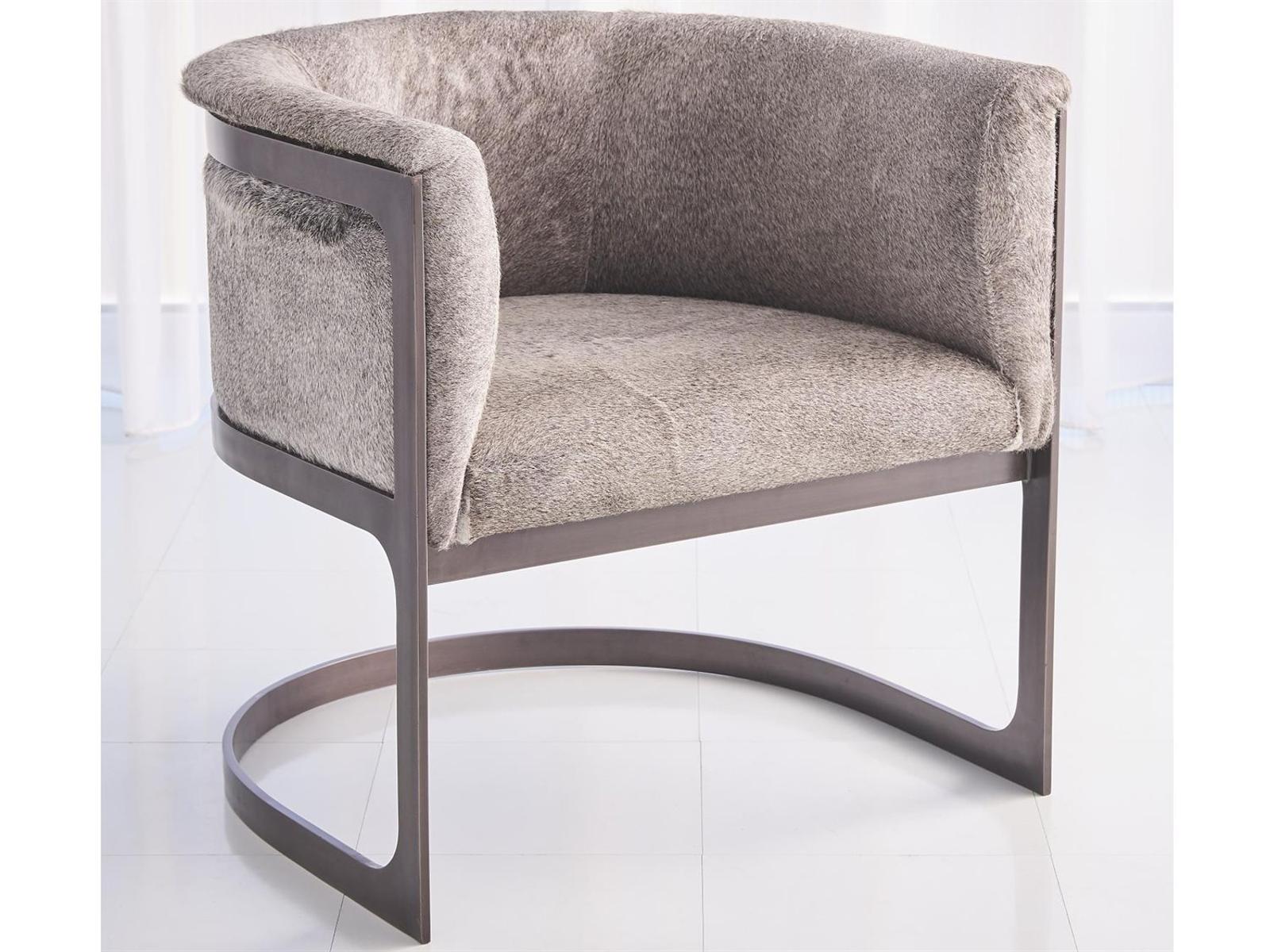 Global Views Regan Barrel Accent Chair — Grey Hair-on-Hide Antique ...