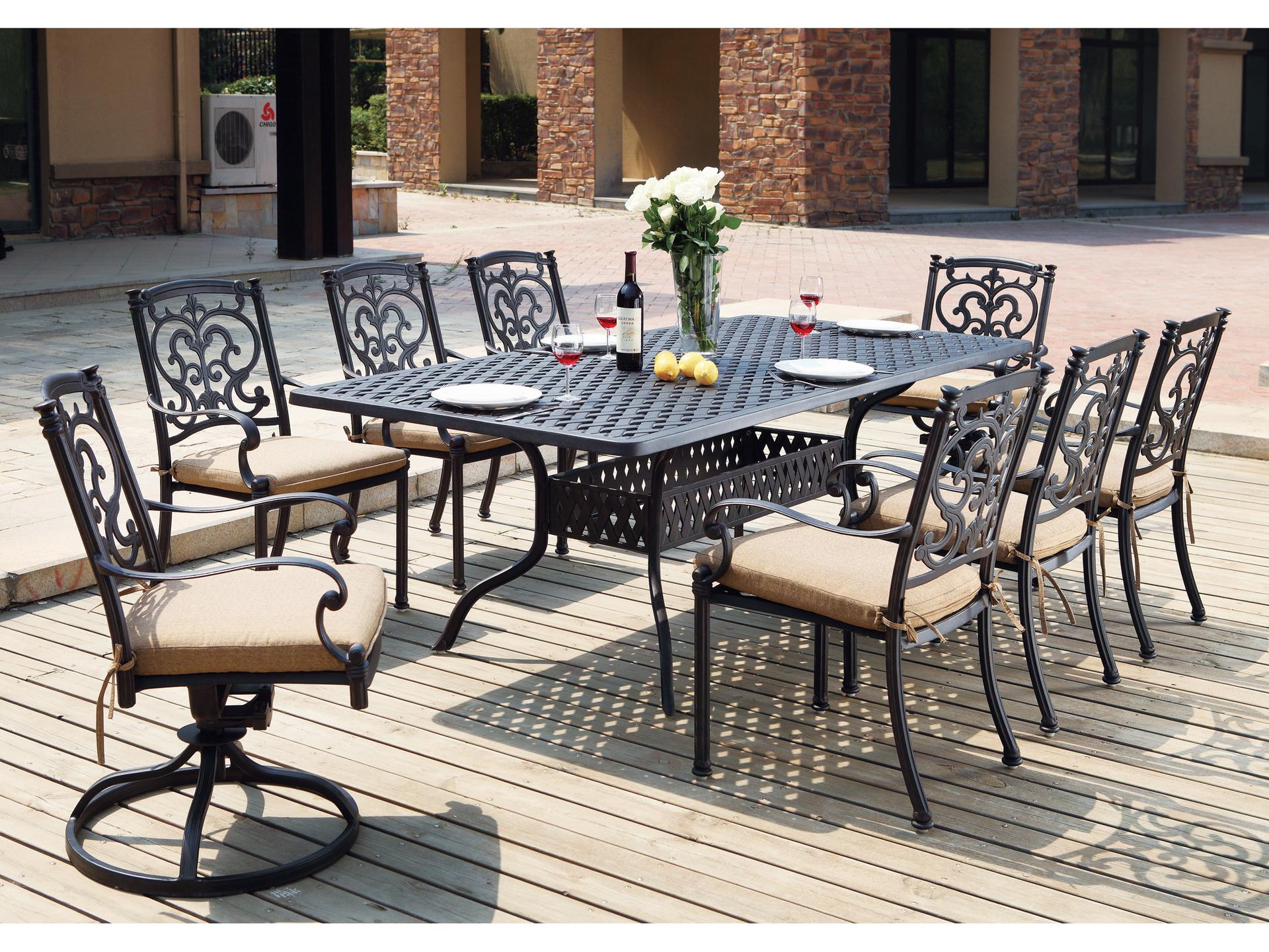 Darlee Outdoor Living Santa Barbara 9-Piece Cast Aluminum Dining Set ...