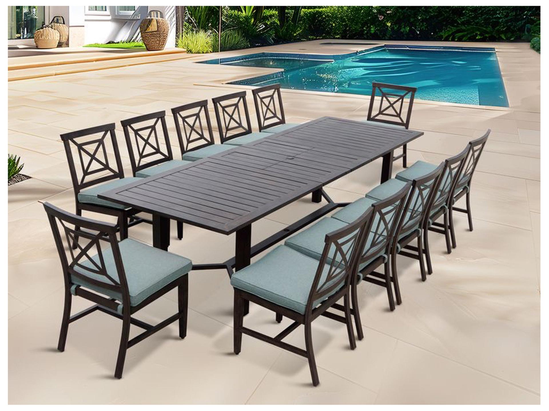 Darlee Outdoor Living Atlantis 13-Piece Extension Dining Set Walnut ...