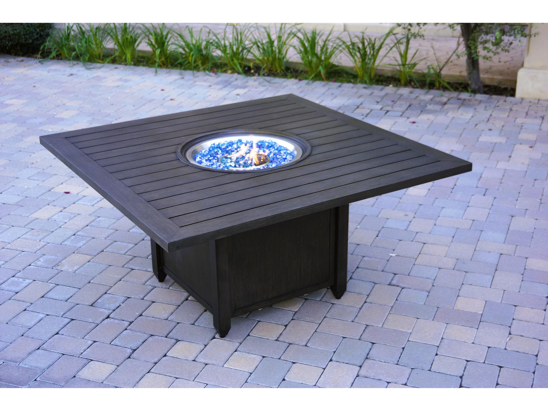 Darlee Outdoor Living Brooklyn 60-Inch Square Aluminum Fire Pit Dining ...