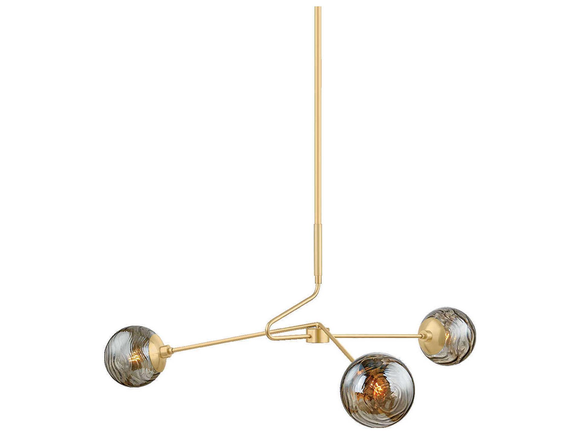 Mitzi Nyla 3-Light Aged Brass Globe Chandelier | H1057803-AGB | PatioLiving
