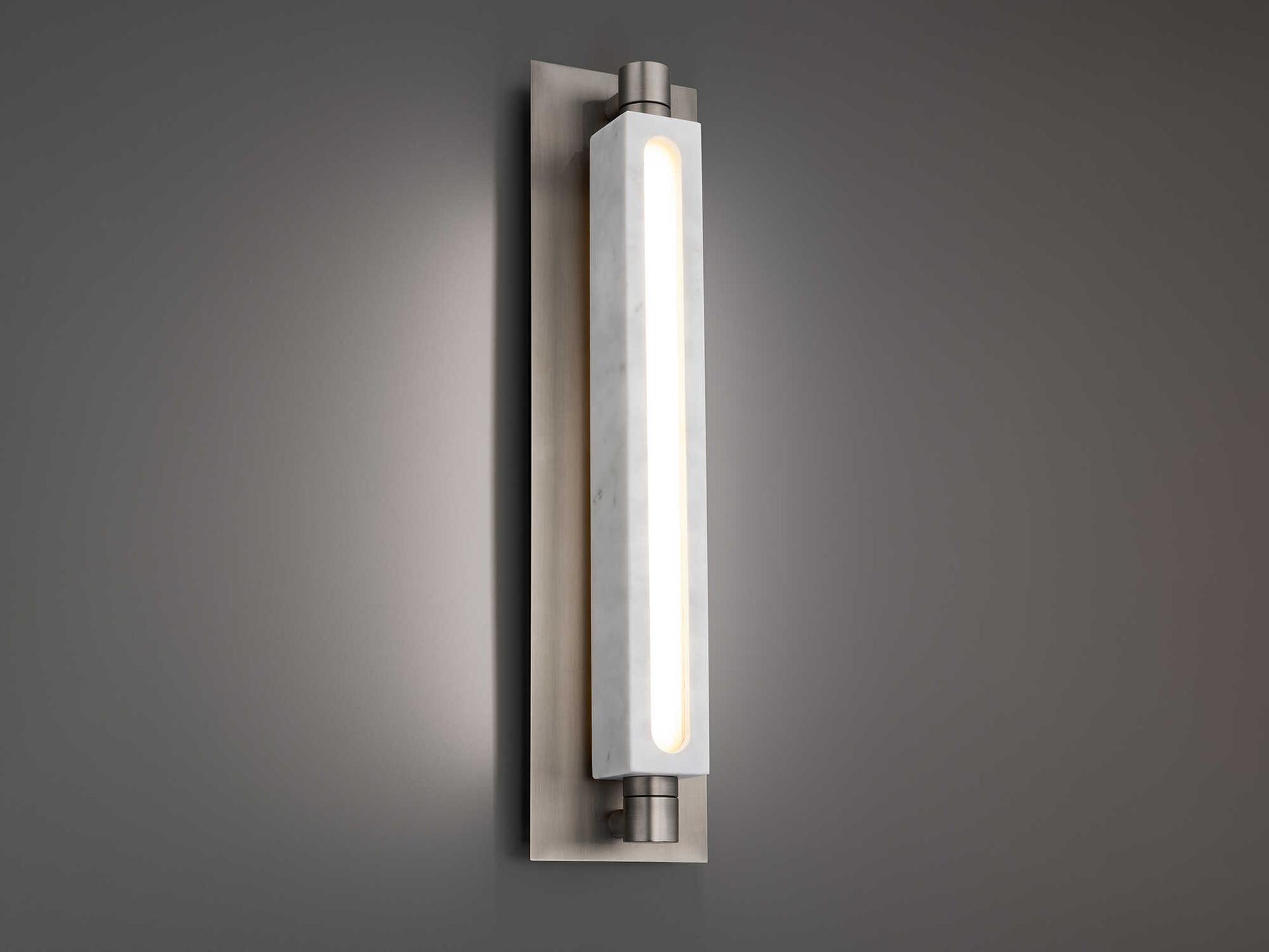 Modern Forms Stanchion 1-Light White Marble Brushed Nickel Wall Sconce ...